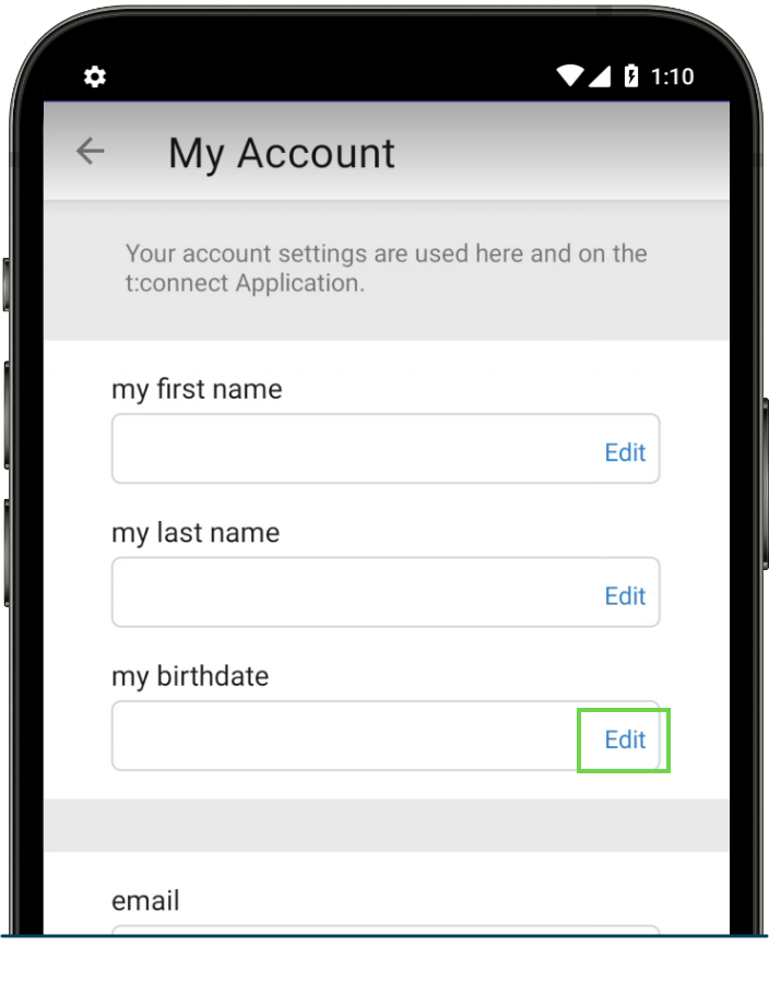 Change Date of Birth (Android) | Training Preparation | Tandem Diabetes ...